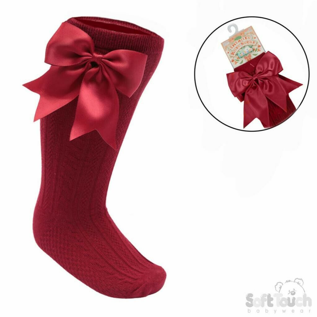Girls Knee High Large Ribbon Socks